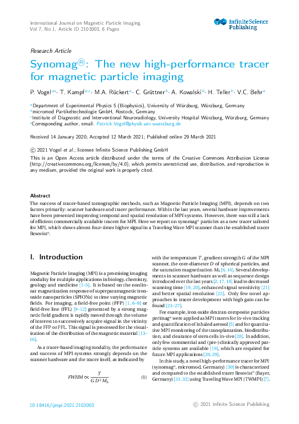 (PDF) Synomag®: The new high-performance tracer for magnetic particle ...