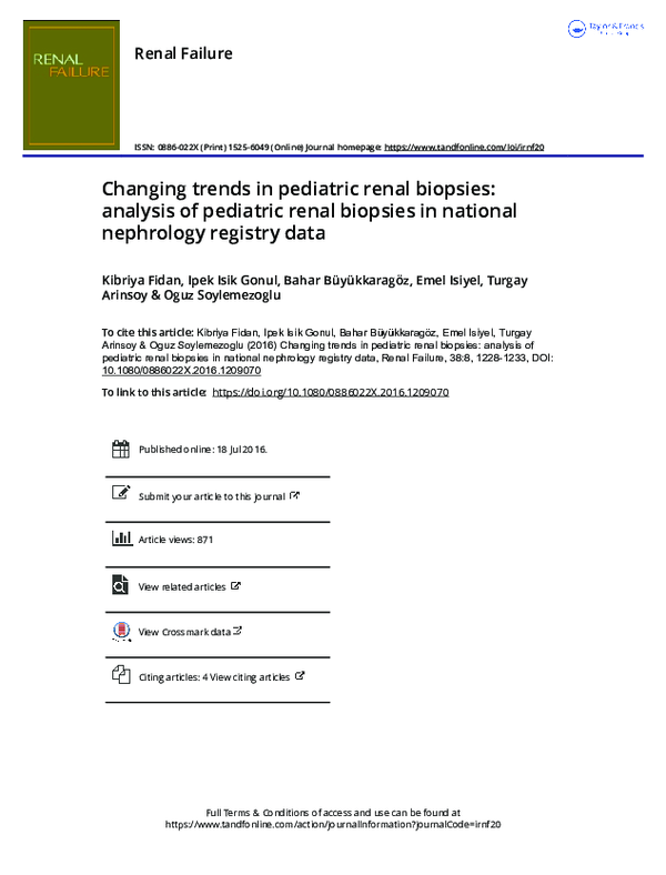 (PDF) Changing trends in pediatric renal biopsies: analysis of pediatric renal biopsies in ...