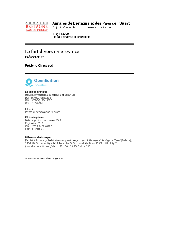 (PDF) Le fait divers en province