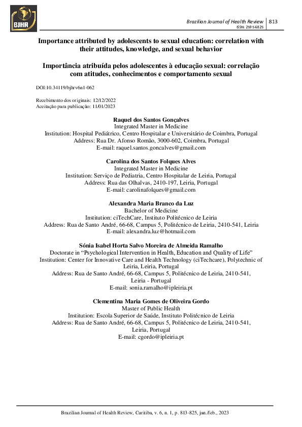 (PDF) Importance attributed by adolescents to sexual education: correlation with their attitudes ...