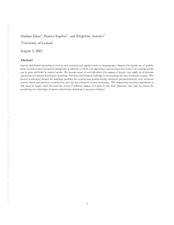 Pdf Species Distribution Modelling Challenges And Potential Research Areas