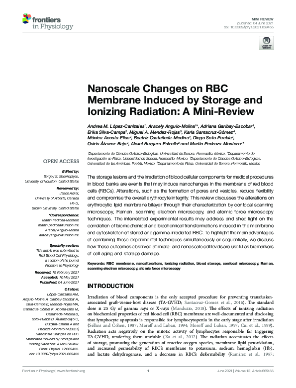 (PDF) Nanoscale Changes on RBC Membrane Induced by Storage and Ionizing ...