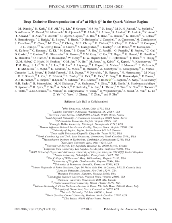(PDF) Deep Exclusive Electroproduction of pi0 at High Q2 in the Quark ...