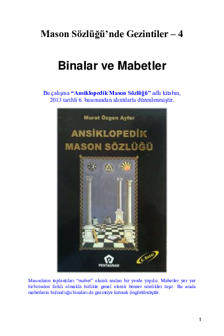 (PDF) Mason Sözlüğü'nde Gezintiler 4 - Binalar ve Mabetler