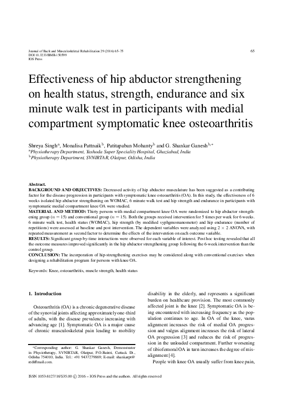 (PDF) Effectiveness of hip abductor strengthening on health status ...