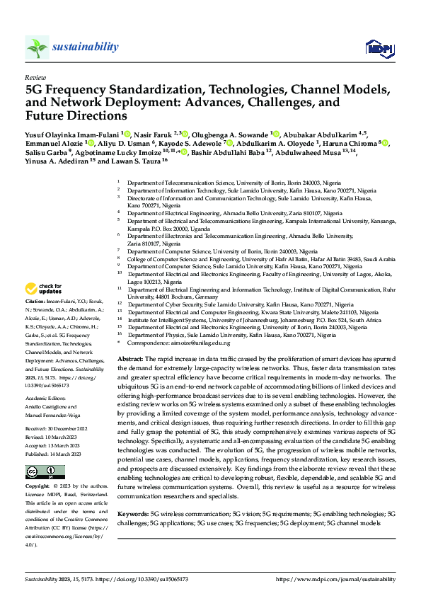 (PDF) 5G Frequency Standardization, Technologies, Channel Models, and ...