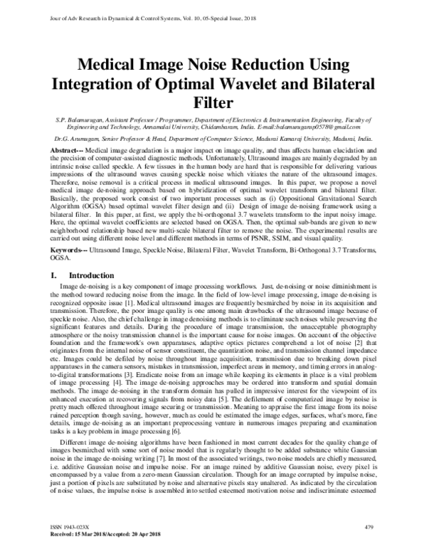 (PDF) Medical Image Noise Reduction Using Integration of Optimal ...