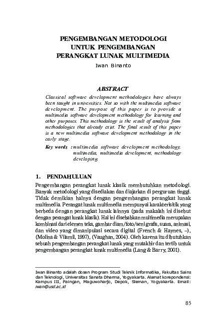 (PDF) Pengembangan Metodologi Untuk Pengembangan Perangkat Lunak Multimedia