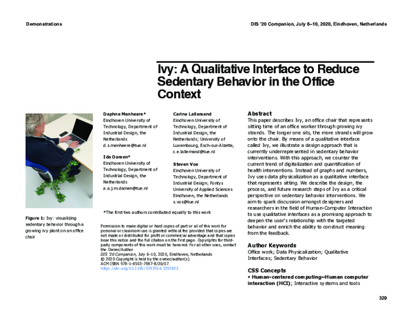Ivy: A qualitative interface to reduce sedentary behavior in the office context