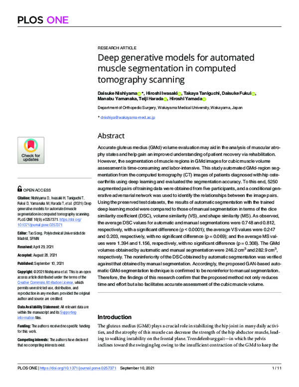 Pdf Deep Generative Models For Automated Muscle Segmentation In