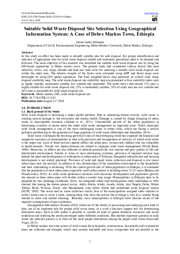 (PDF) Suitable Solid Waste Disposal Site Selection Using Geographical ...