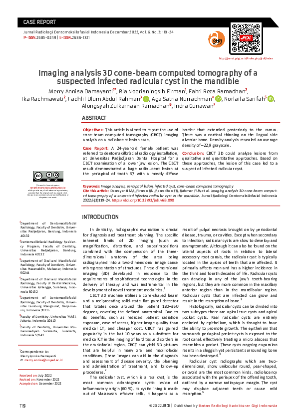 (PDF) Imaging analysis 3D cone-beam computed tomography of a suspected ...