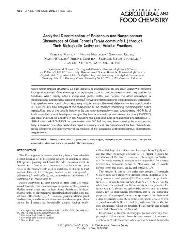 (PDF) Analytical Discrimination of Poisonous and Nonpoisonous ...