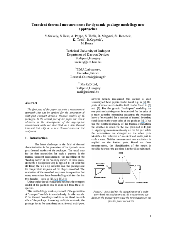 (PDF) Transient thermal measurements for dynamic package modeling: new approaches