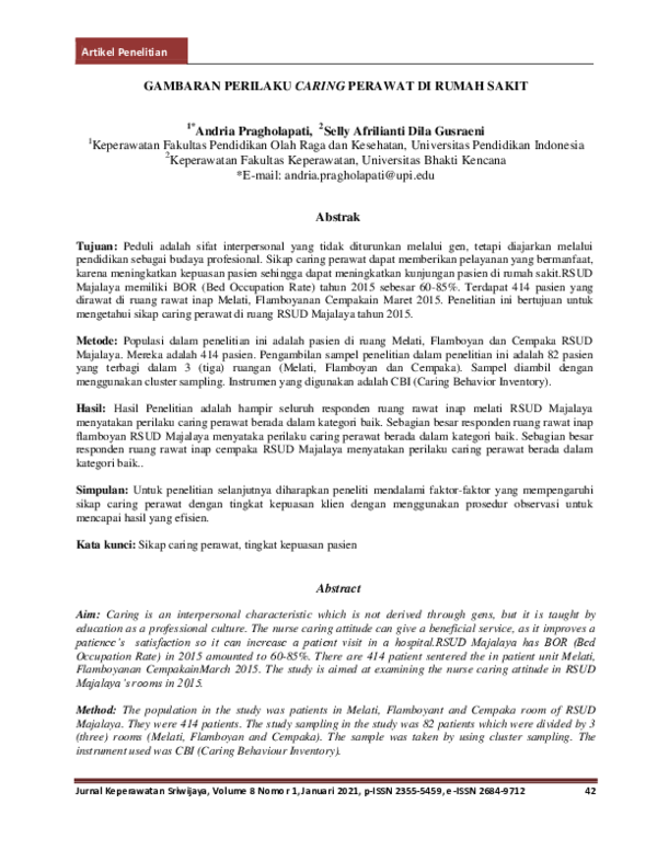 (PDF) Gambaran Perilaku Caring Perawat DI Rumah Sakit