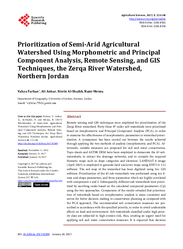 (PDF) Prioritization of Semi-Arid Agricultural Watershed Using ...