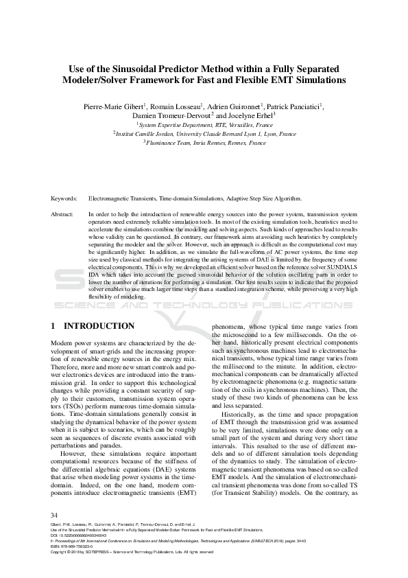 Pdf Use Of The Sinusoidal Predictor Method Within A Fully Separated Modelersolver Framework
