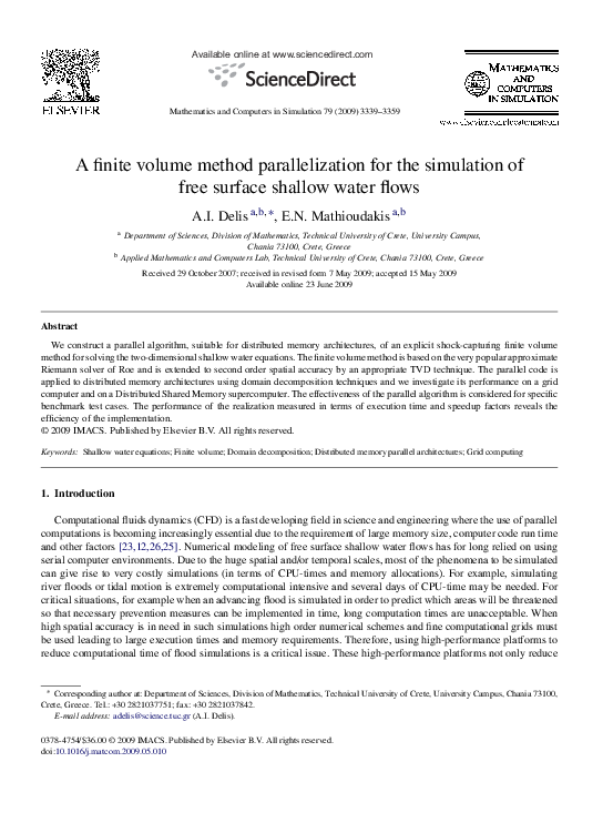 Pdf A Finite Volume Method Parallelization For The Simulation Of Free Surface Shallow Water Flows