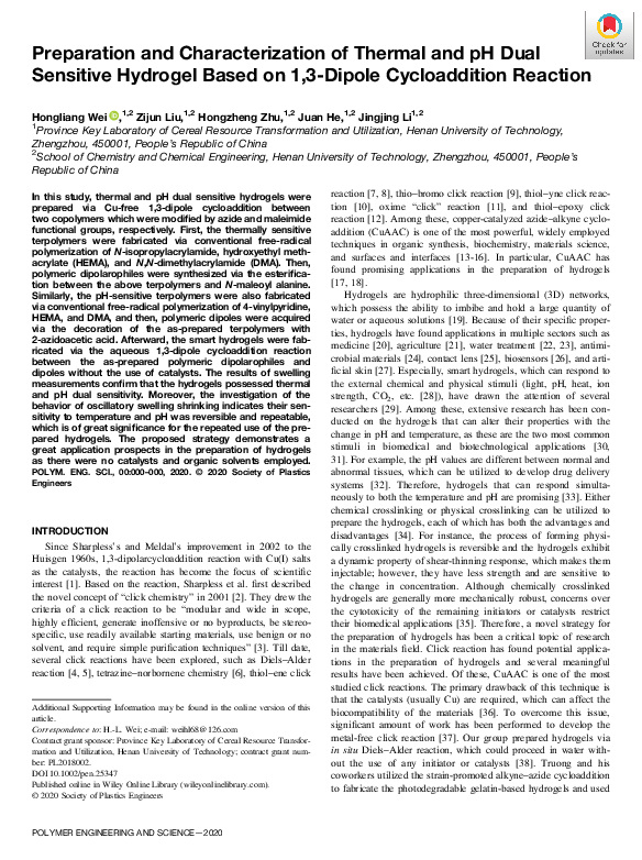 (PDF) Preparation and Characterization of Thermal and pH Dual Sensitive Hydrogel Based on 1,3 ...