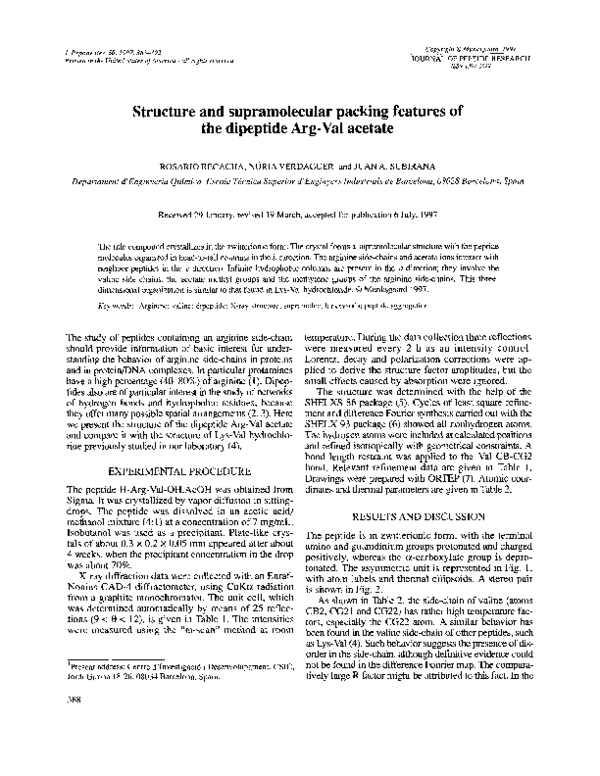(PDF) Structure and supramolecular packing features of the dipeptide ...