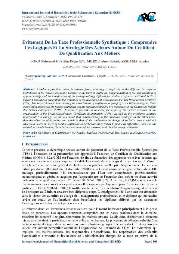 (PDF) Evitement De La Taxe Professionnelle Synthetique : Comprendre Les ...