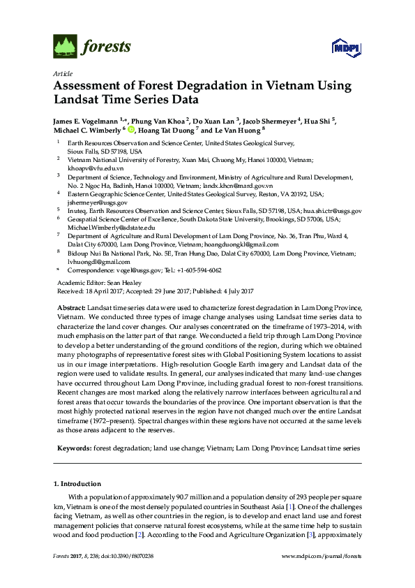 (PDF) Assessment of Forest Degradation in Vietnam Using Landsat Time ...