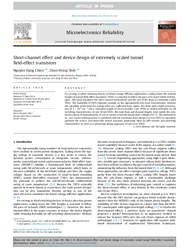 (PDF) Short-channel effect and device design of extremely scaled tunnel ...