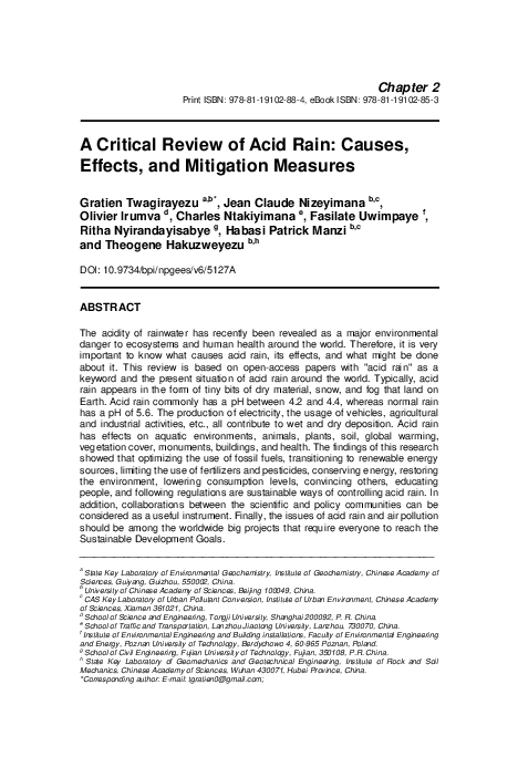(PDF) A Critical Review of Acid Rain: Causes, Effects, and Mitigation ...
