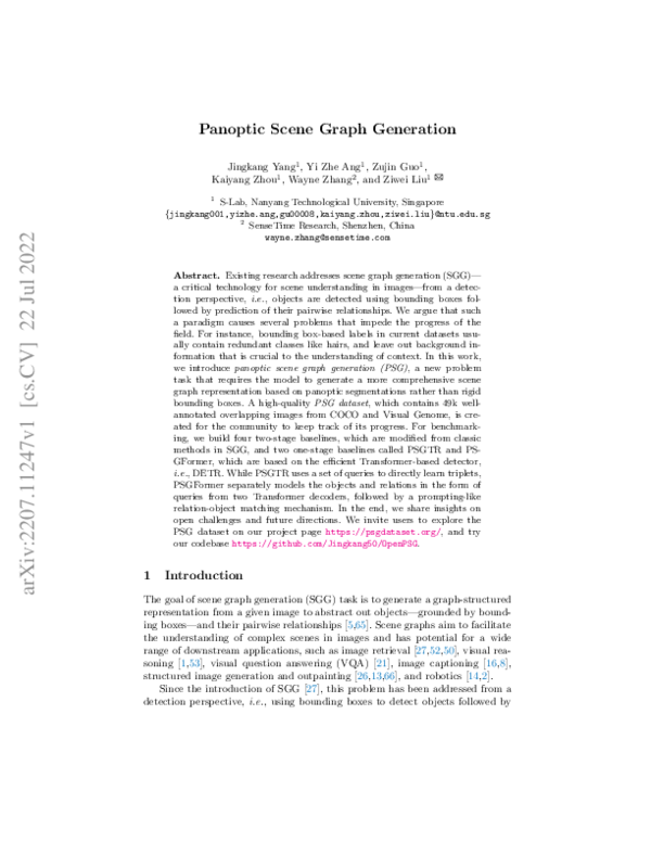 (PDF) Panoptic Scene Graph Generation (PDF) Panoptic Scene Graph Generation