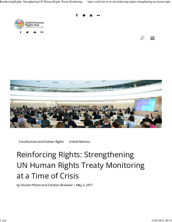 (PDF) Reinforcing Rights: Strengthening UN Human Rights Treaty ...