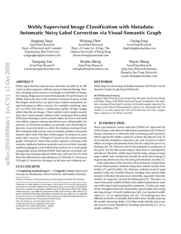 (PDF) Webly Supervised Image Classification with Metadata: Automatic Noisy Label Correction via ...