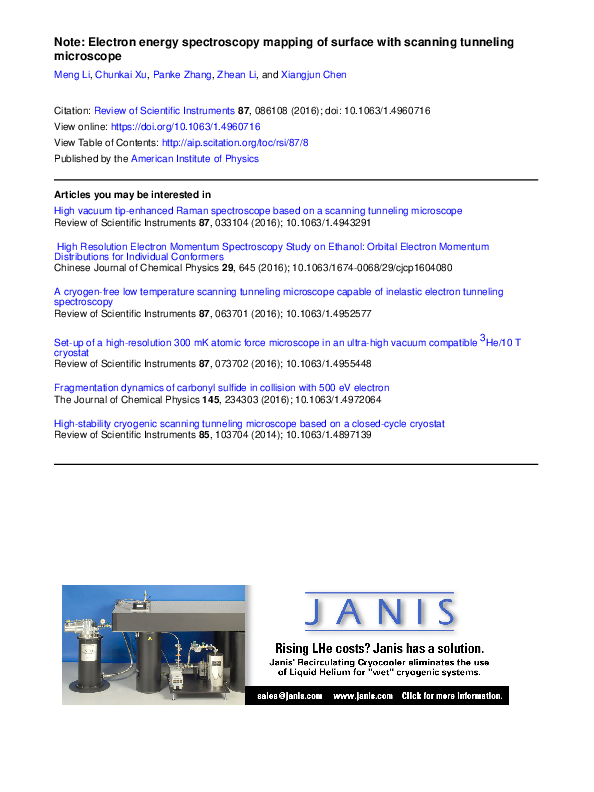 (PDF) Note: Electron energy spectroscopy mapping of surface with ...