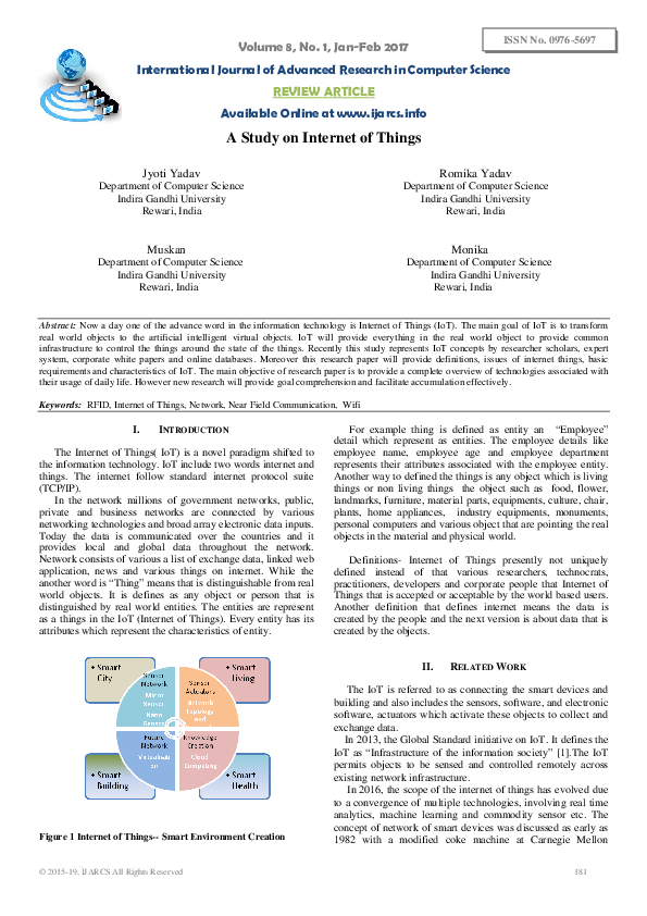 (PDF) A Study on Internet of Things | Muskan Muskan - Academia.edu