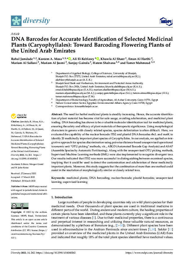 (PDF) DNA Barcodes for Accurate Identification of Selected Medicinal ...