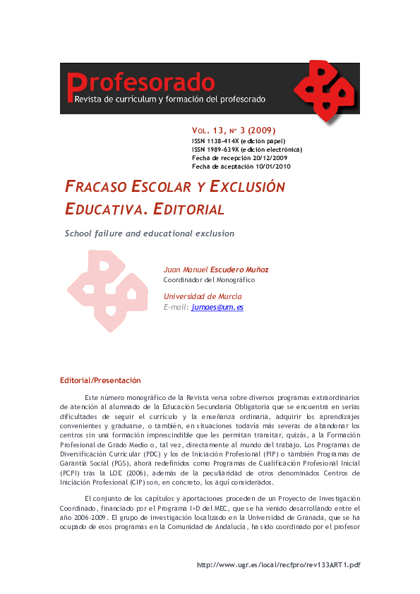 (PDF) Fracaso Escolar y Exclusión Educativa
