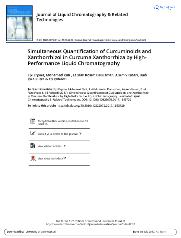 (PDF) Simultaneous quantification of curcuminoids and xanthorrhizol inCurcuma xanthorrhizaby ...