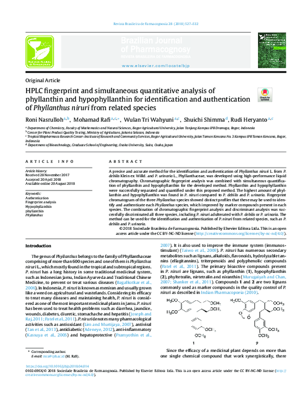 (PDF) HPLC fingerprint and simultaneous quantitative analysis of ...