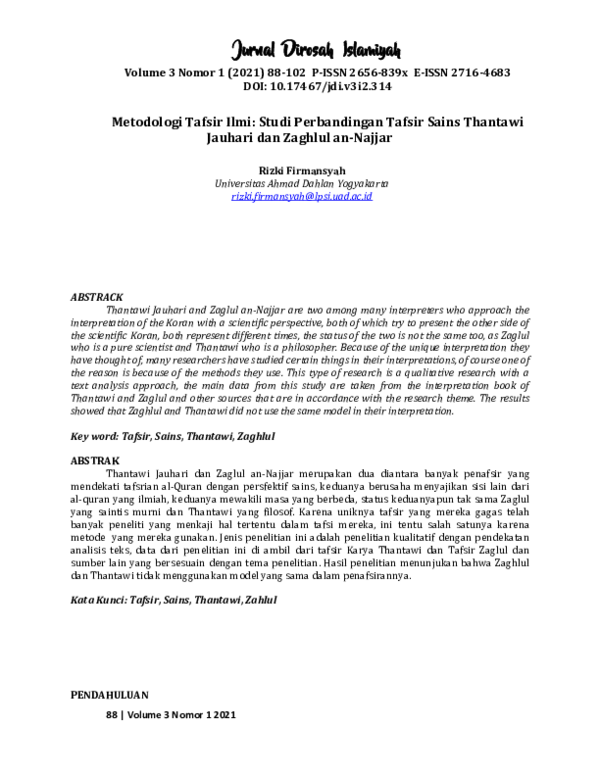 (PDF) Metodologi Tafsir Ilmi