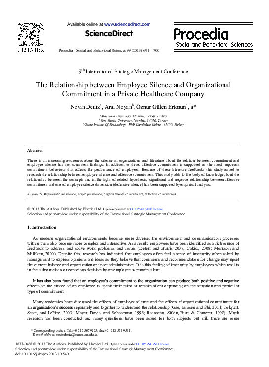 (PDF) The Relationship between Employee Silence and Organizational ...