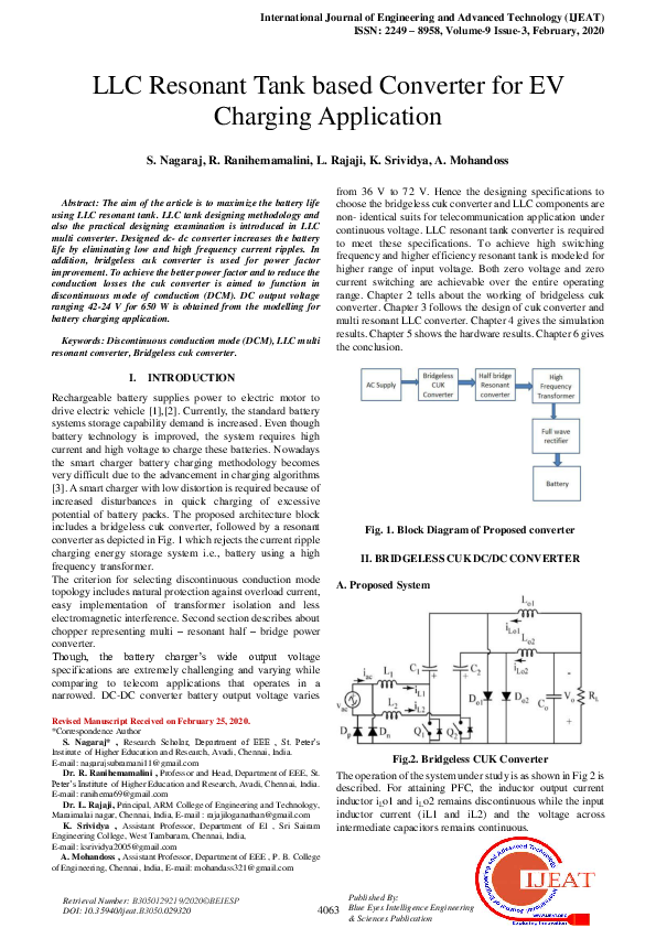 (PDF) LLC Resonant Tank based Converter for EV Charging Application