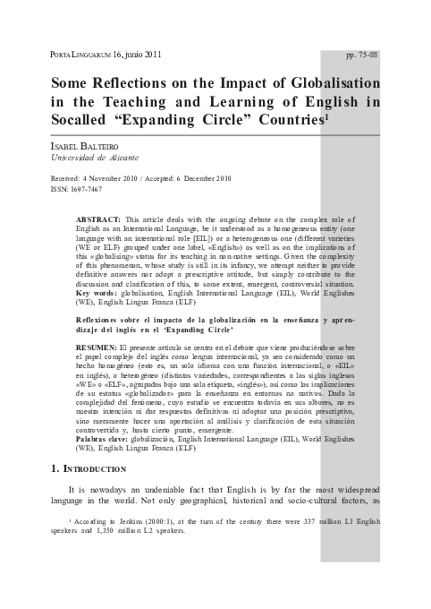 (PDF) Some reflections on the impact of globalization in the teaching ...