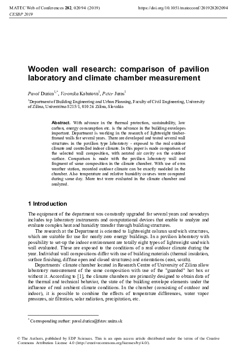 (PDF) Wooden wall research: comparison of pavilion laboratory and ...