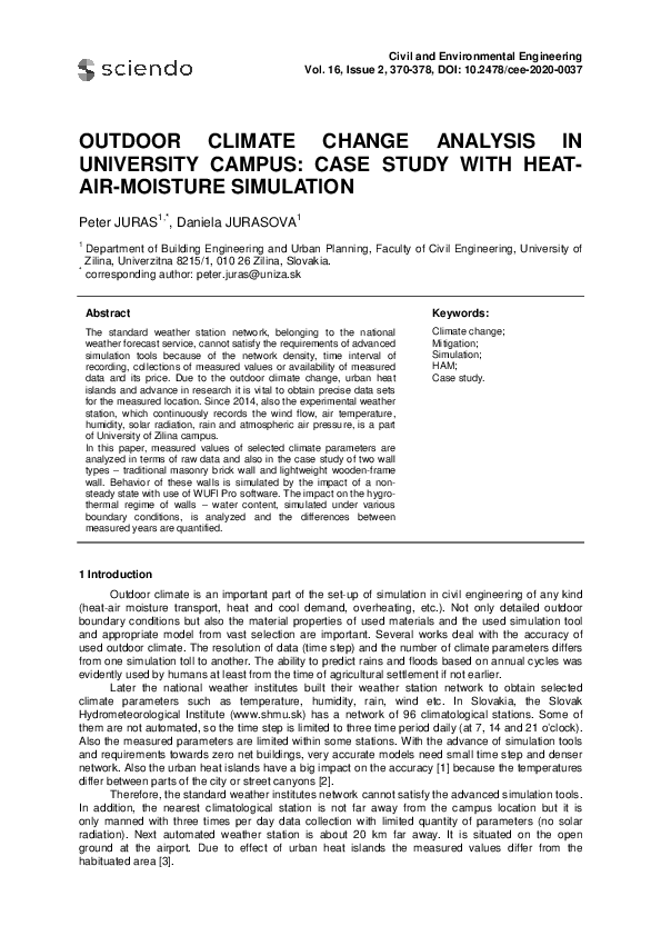 (PDF) Outdoor Climate Change Analysis in University Campus: Case Study ...
