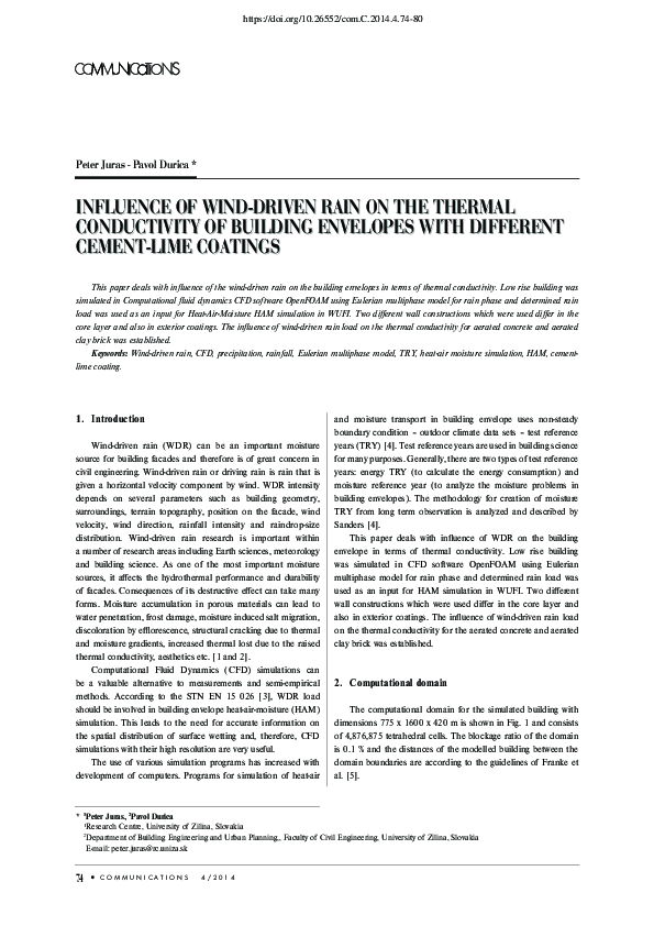 (PDF) Influence of Wind-Driven Rain on the Thermal Conductivity of ...