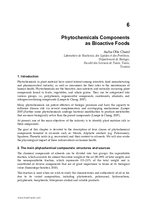 (PDF) Phytochemicals Components as Bioactive Foods
