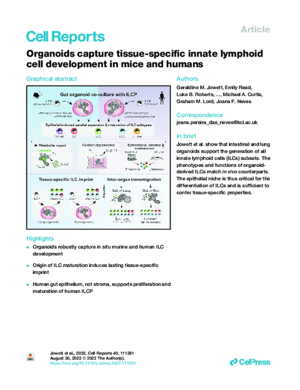 (PDF) Organoids capture tissue-specific innate lymphoid cell ...