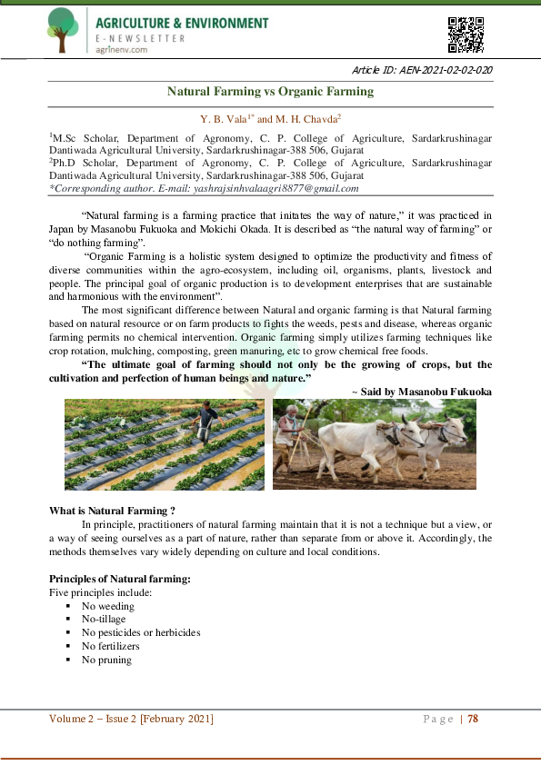 (PDF) Natural Farming vs Organic Farming