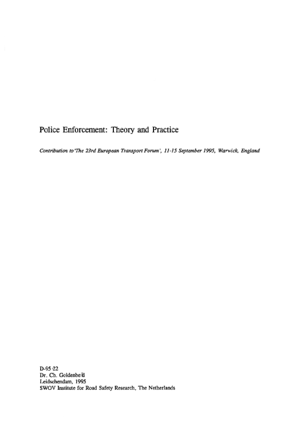 (PDF) Police Enforement: Theory and Practice