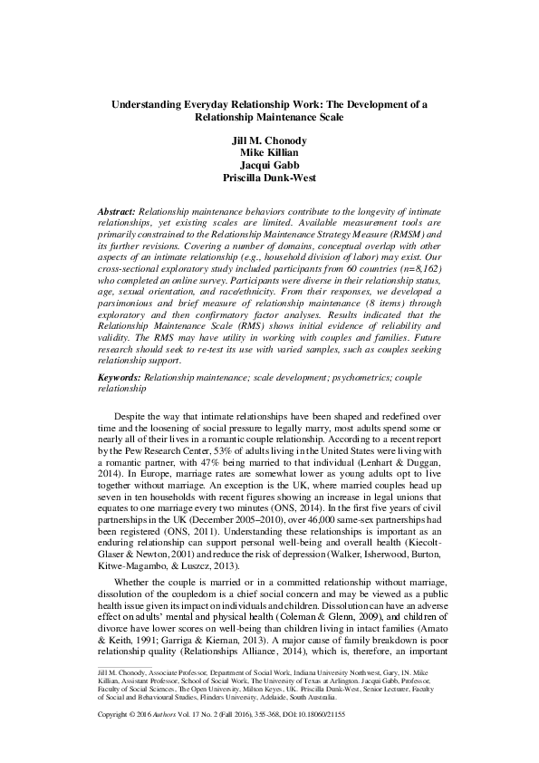 (PDF) Understanding Everyday Relationship Work: The Development of a ...