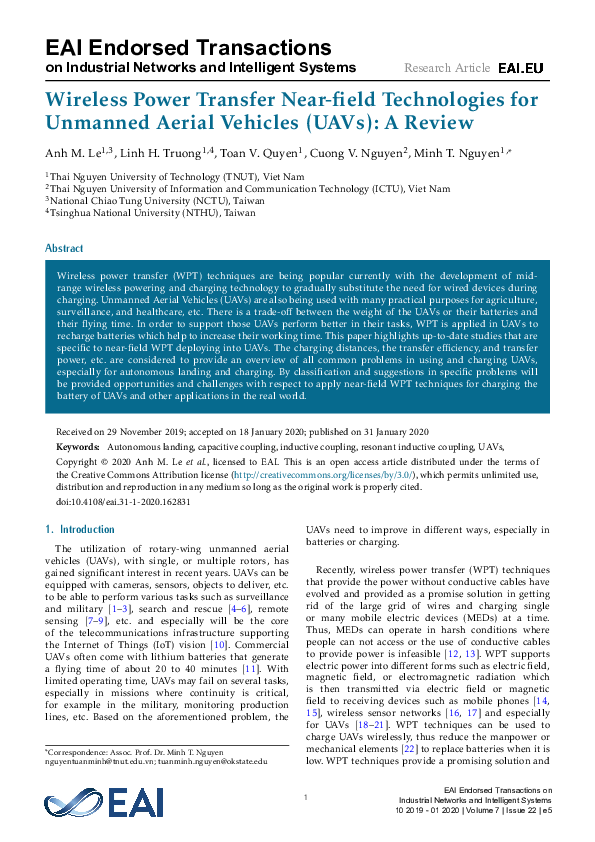 (PDF) Wireless Power Transfer Near-field Technologies for Unmanned ...
